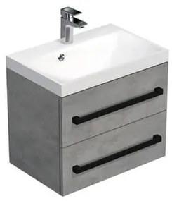 Koupelnová skříňka s černou úchytkou a umyvadlem SAT Cube Way 60x53x40 cm beton mat CUBE2C60ZBE