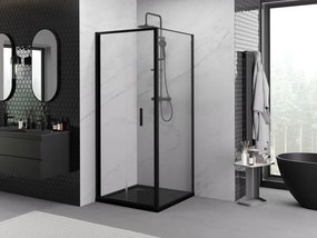 Mexen Exo, skládací sprchová kabina, dveře 110 cm + boční stěna 110 cm, transparentní sklo, černá, 816-110-110-70-00