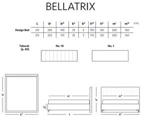 Materasso Postel čalouněná BELLATRIX - bočnice ROZMĚR: 200 x 200 cm