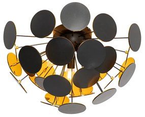 Designové stropní svítidlo černé se zlatem 54 cm 3-světlo - Cerchio