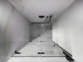 Mexen, Mexen Lunar-F levé sklápěcí sprchové dveře 75 cm, transparentní, pistolový kov - 836-075-000-95-00-L