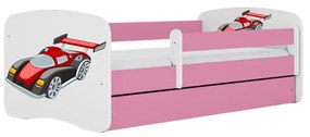 Kocot Kids Dětská postel ZÁVODNÍ AUTO růžová Velikost postele: 140x70, Matrace: Bez matrace, Šuplík: Bez šuplíku