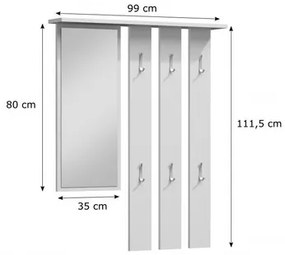 Věšák + zrcadlo PARIS dub sonoma