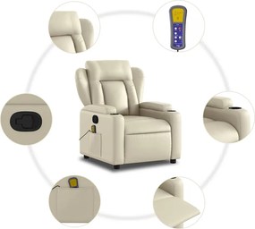 Masážní polohovací křeslo krémové, umělá kůže 3205597