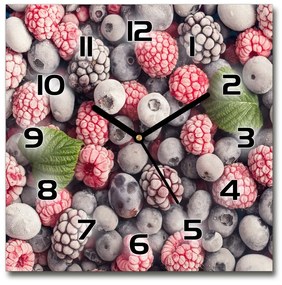 Wallmuralia Skleněné hodiny na stěnu Mražené lesní ovoce 30x30 cm