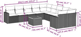 11dílná zahradní sedací souprava s poduškami černá polyratan 3224312