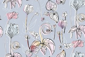 Tapeta krásné vintage květiny - 75x1000 cm