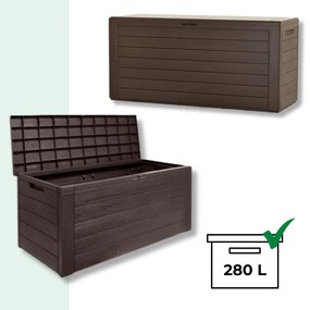 Prosperplast Úložný box WOODEBOX, 280L, 120x46x57cm, tmavě hnědá