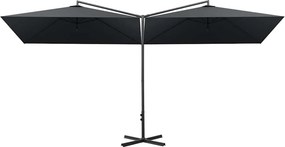 Dvojitý zahradní slunečník s ocelovou tyčí antracit 600x300 cm 312556