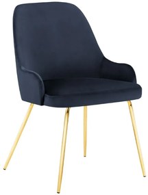 OnaDnes -20% Tmavě modrá sametová jídelní židle MICADONI CADIZ