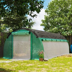 Outsunny Fóliovník 6×3×2 m, tunelový skleník se stínící sítí, rolovací stěny, ocelová konstrukce, zelený