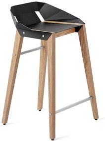 OnaDnes -20% Černá hliníková barová židle Tabanda DIAGO 62 cm s dubovou podnoží