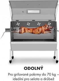 Klarstein Sauenland Pro XL, gril na sele, otočný špíz, 13 W, 4 kolečka, nerezová ocel