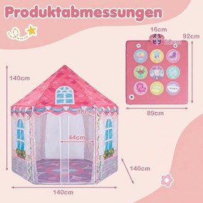 Costway Dětský stan v designu princeznovského hradu pro děti od 3. se závěsy
