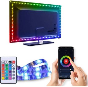 LED světelný pásek WM58 RGB pro TV s WiFi, 4x 50 cm, vícebarevná