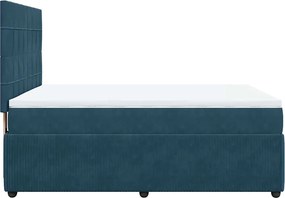 Box spring postel s matrací modrá 140 x 200 cm samet 3294662