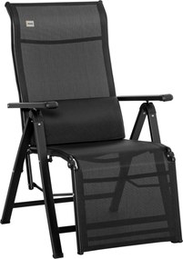 Outsunny lehátko Deckchair Zahradní lehátko 9 poloh nastavitelné Lehátko s nulovou gravitací Textilene Steel Black 70x65x111 cm pro hodiny relaxace |…