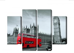 Vícedílný obraz Červený Londýnský Autobus Nedostatek Nedostatek Plátno Canvas 200x150