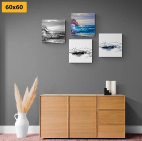 Set obrazů imitace malovaného moře Varianta: 4x 40x40