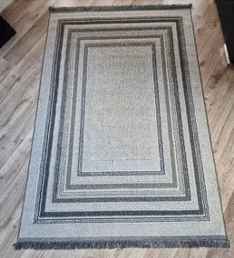 HU Šedo-béžový moderní koberec Boho 872-S s motivem obdélníků Rozměr: 60x100 cm