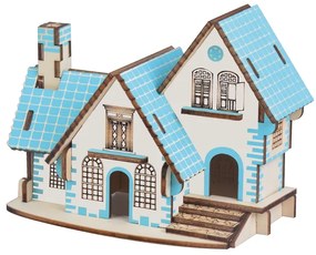 Woodcraft Dřevěné 3D puzzle Modrý dům