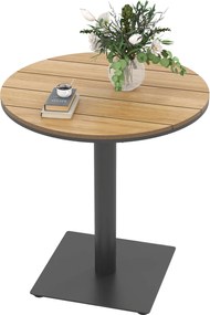 Outsunny Zahradní Stůl Ø70 cm, Odolný Kulatý Balkonový Stůl se Špalíkovým Designem, Ocelový Stůl na Jídlo Venku, Vedlejší Stůl na Kempování, Terasový