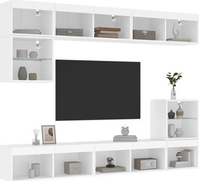 vidaXL 8dílná obývací stěna s LED kompozitní dřevo [3216668] Barva: Bílá