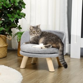 PawHut pelíšek pro psy pelíšek pro kočky pohovka pro psy s protiskluzovými dřevěnými nožkami a polštářem, šedá 40,5x40,5x33cm pro interiér | Aosom.de