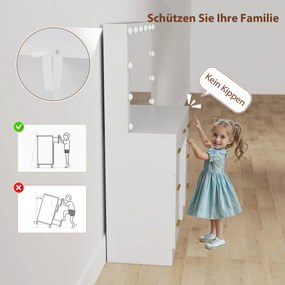 HOMCOM Toaletní stolek se zrcadlem a 12 LED světly, toaletní stolek s 7 zásuvkami, 6 skrytých úložných přihrádek, dřevotříska, bílá