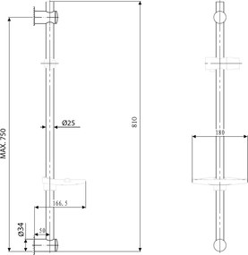 Sapho 1206-06 posuvný držák sprchy s mýdlenkou 810 mm chrom