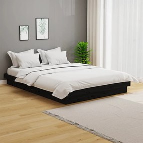 Rám postele černý masivní dřevo 140 x 190 cm - Default Title
