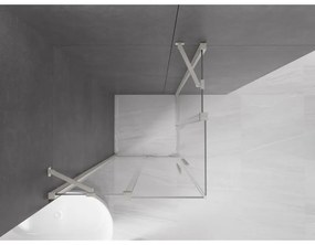 Mexen Velar Duo, sprchový kout s posuvnými dveřmi 90 x 90 cm, 8mm čiré sklo, broušená ocel, 871-090-090-02-97