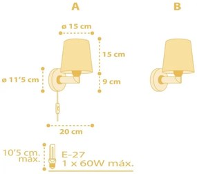 Dalber 82219A - Dětské nástěnné svítidlo STAR LIGHT 1xE27/60W/230V žlutá