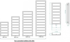 HOPA Koupelnový radiátor PERTH barva dle vzorníku Barva radiátoru - Skupina barev [1], Rozměr radiátoru - 500 × 1200 mm, výkon 459 W, Typ připojení - Středové 50 mm RADPER5012.SP