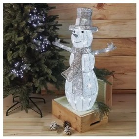 Ratanový LED vánoční sněhulák Gerry s časovačem 82 cm studená bílá