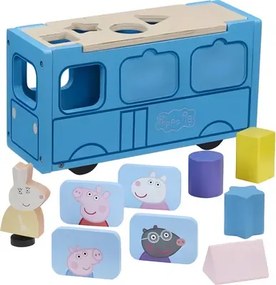 CHARACTER Dřevěná vkládačka Prasátko Peppa Školní autobus / Dřevěná hr