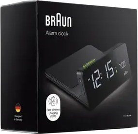 Braun BC21 černá / Digitální budík / LCD / Bezdrátové nabíjení 10W (Qi