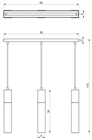 Lustr na lanku TULUM 3xGU10/60W/230V černá
