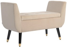 HOMCOM Luxusní sedací lavice Čalouněná lavice s úložným prostorem Područky Truhlicová lavice Sametový polyester kaučukovník Béžová 107 x 42 x 65 cm