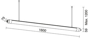 Indeluz 940F-L3650B-01 závěsné LED svítidlo Crous, bílé, 46W, 5700K, 115°, 160cm, IP66