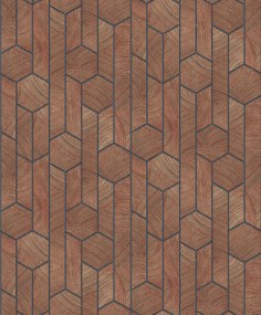 Hnědá geometrická vliesová tapeta na zeď, SUM106, Summer, Khroma by Masureel