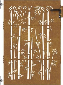 Zahradní branka 85 x 150 cm corten ocel bambusový design 153235