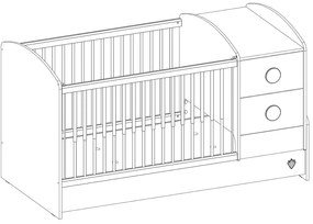 Dětská rostoucí postýlka 75x160cm s přebalovacím pultem Chloe - bílá