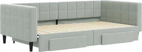 Válenda s přistýlkou a zásuvkami světle šedá 100 x 200 cm samet 3196746
