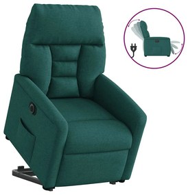Elektrické zvedací polohovací křeslo tmavě zelené textil 3303058
