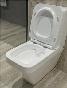 Cersanit Crea Clean On, hranatá kombi mísa včetně Slim sedátka z duroplastu, bílá, K114-022