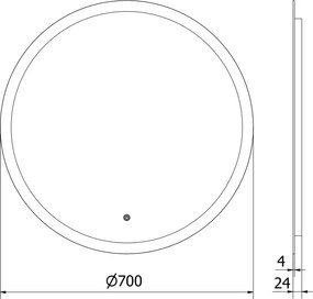 Mexen Oro, kulaté LED podsvícené koupelnové zrcadlo 70 cm, 6000K, topná podložka proti zamlžování, 9824-070-070-611-00