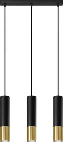 Sollux Lighting Závěsné svítidlo LOOPEZ 3L černé/zlaté