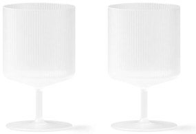 ferm LIVING Sklenice na víno Ripple Frosted 270 ml - set 2 ks, bílá barva, sklo