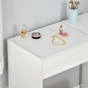HOMCOM Moderní toaletní stolek 80Š x 40H x 79V cm se sklopným zrcadlem, zásuvkou a úložným prostorem + stůl